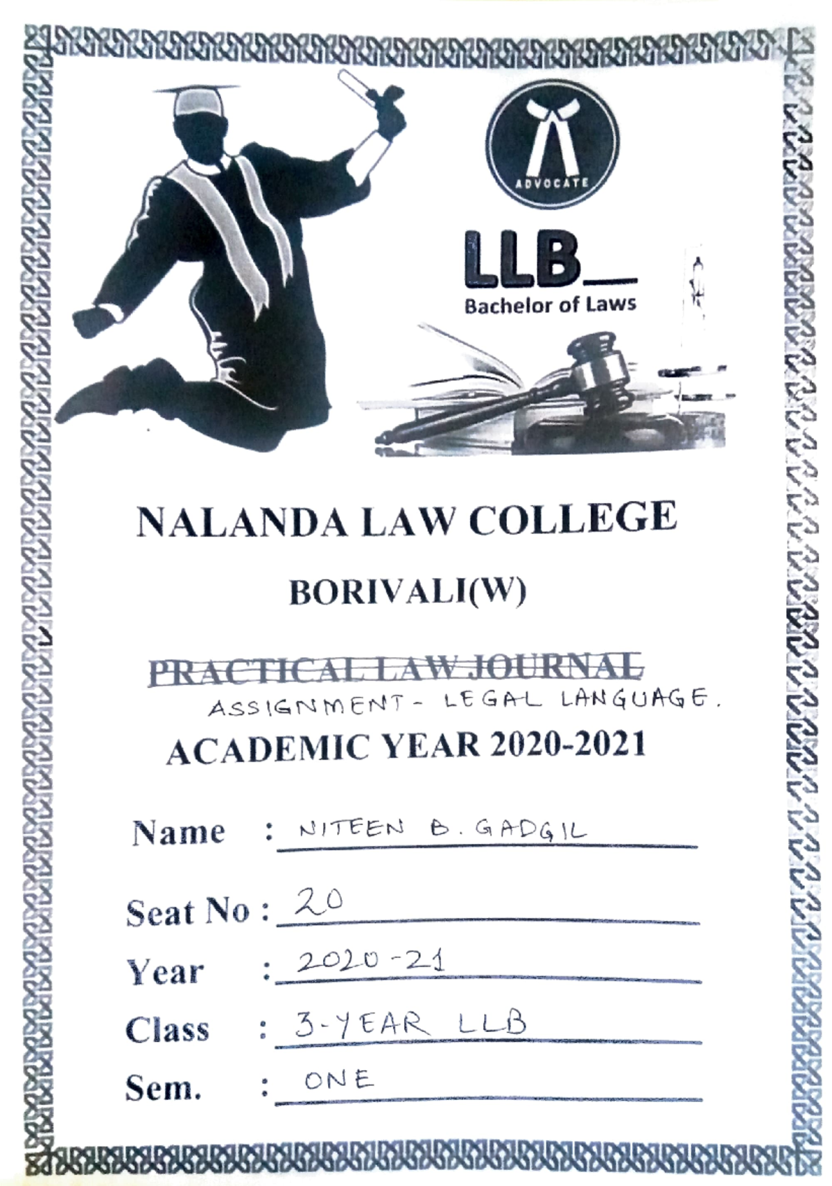 (3-year LLB sem-1) legal language - assignment - ADVOCATE LLB Bachelor ...