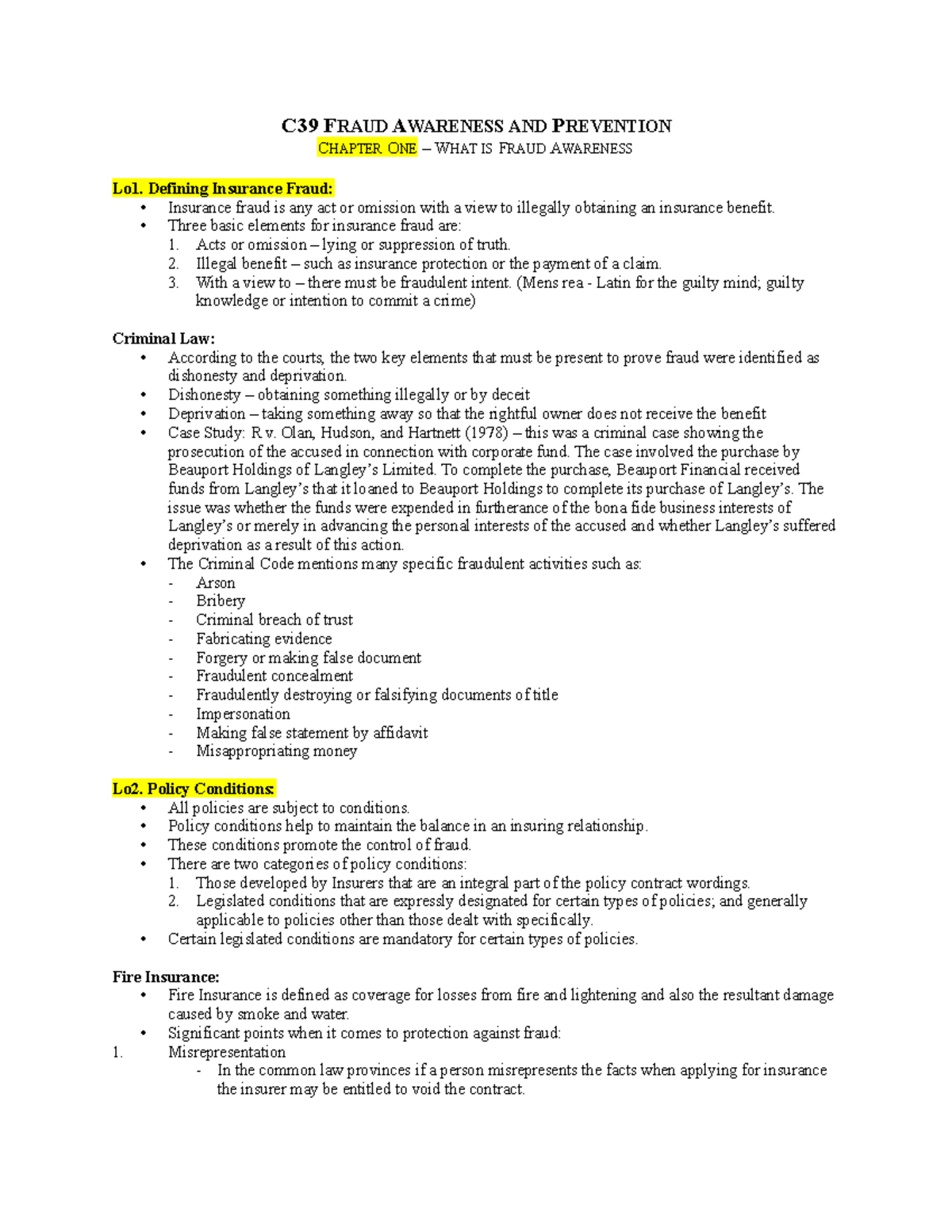 Chapter One - What is Fraud Awareness - C39 FRAUD AWARENESS AND ...