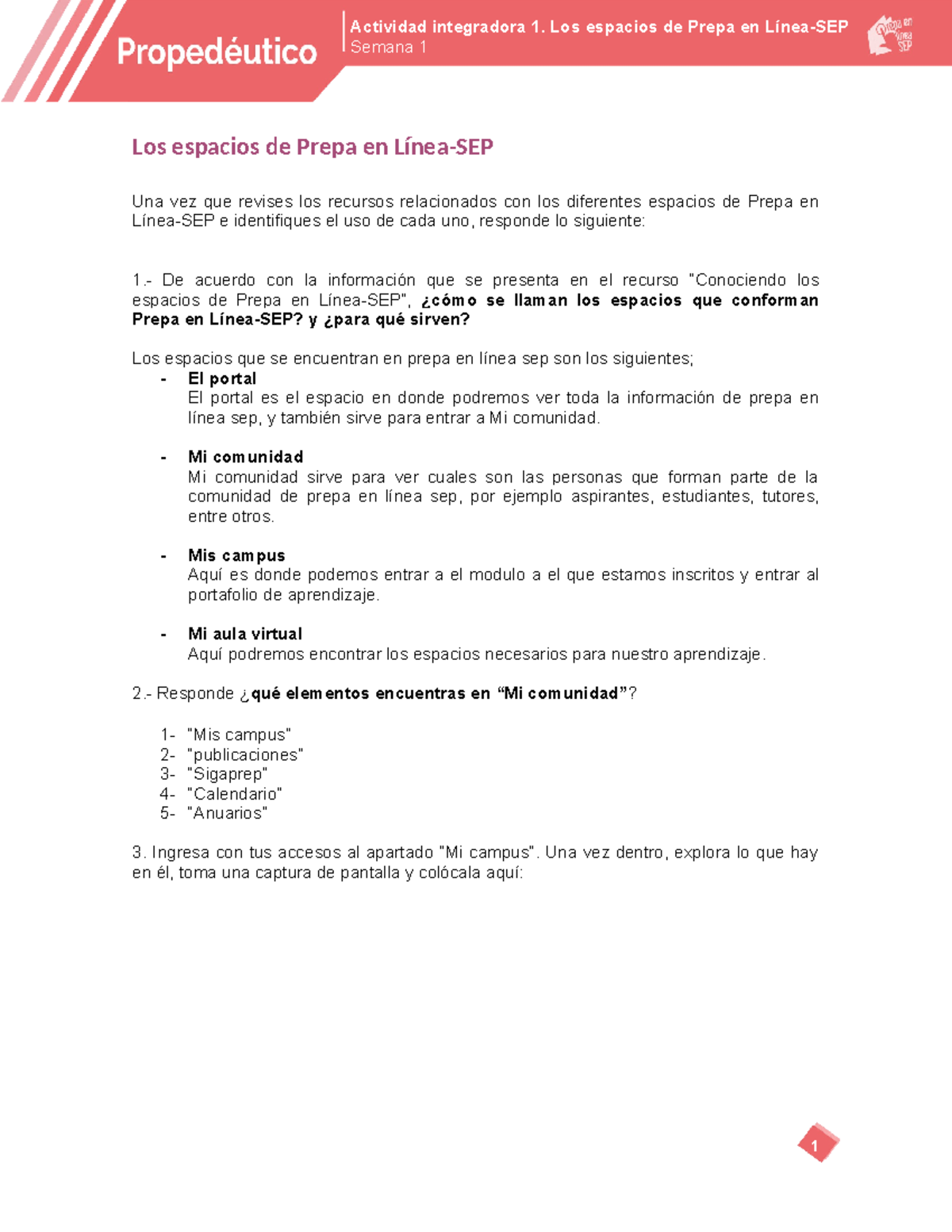 Marquez Juarez Isai M00S1AI1 - Semana 1 Los espacios de Prepa en Línea ...