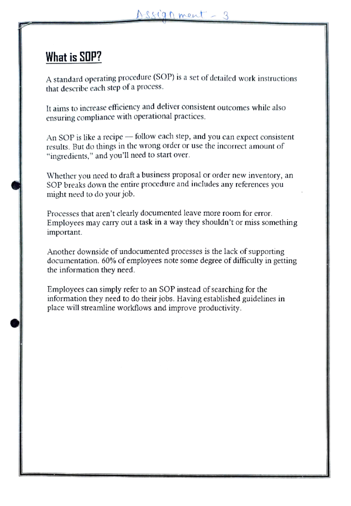BCE ASG 3 - Hjbjj - ASstghont What is SOPP? A standard operating ...