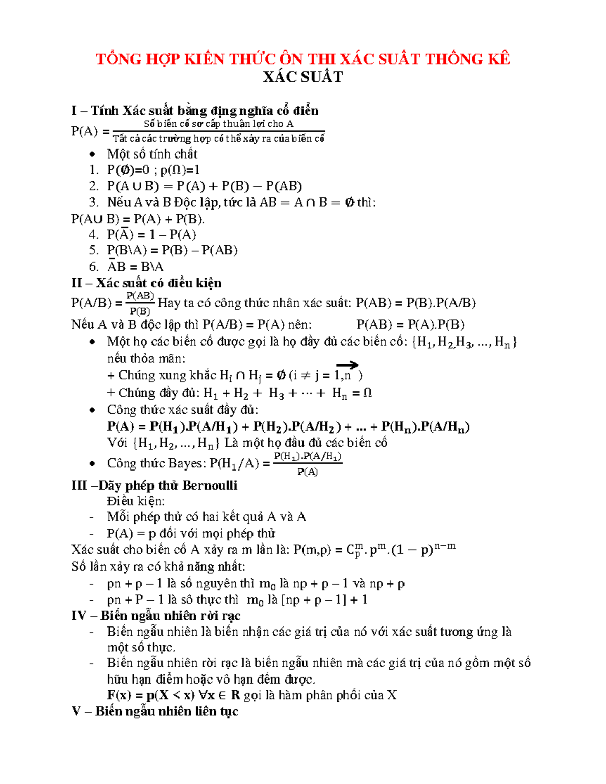 123doc tong hop kien thuc mon xac suat thong ke - TỔNG HỢP KIẾN THỨC ÔN THI XÁC SUẤT THỐNG KÊ ...