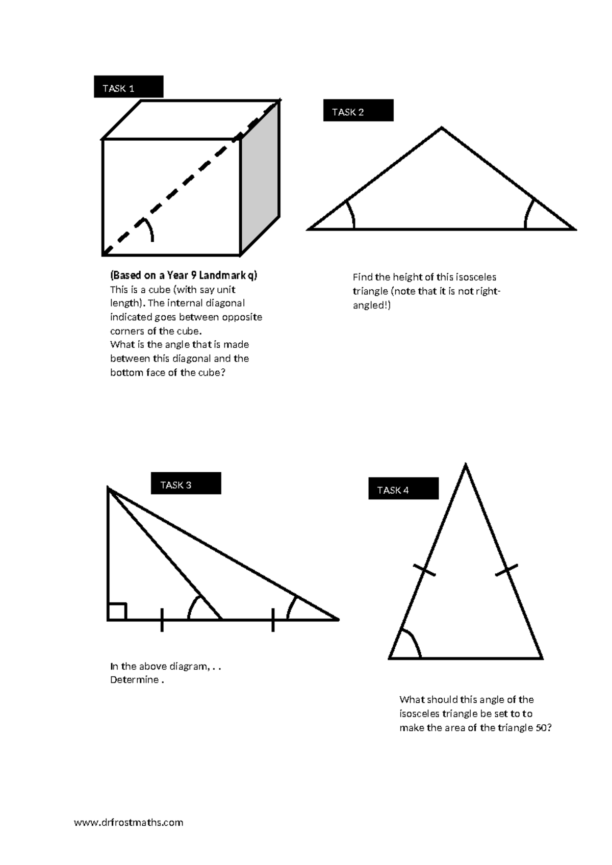 Trig Group Puzzles Mostly Angles - (Based on a Year 9 Landmark q) This ...