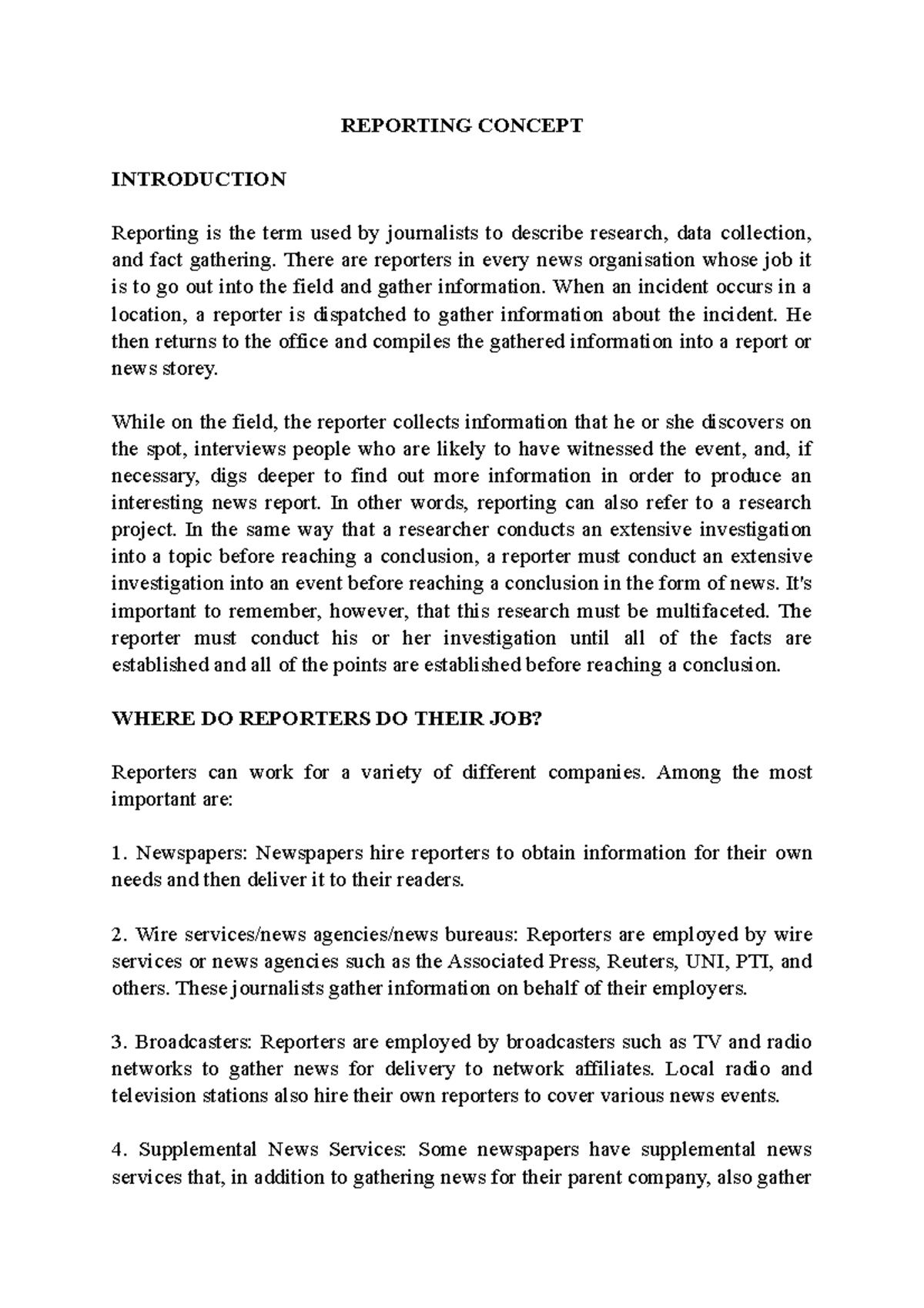 Reporting Concept - Lecture notes 5 - REPORTING CONCEPT INTRODUCTION ...
