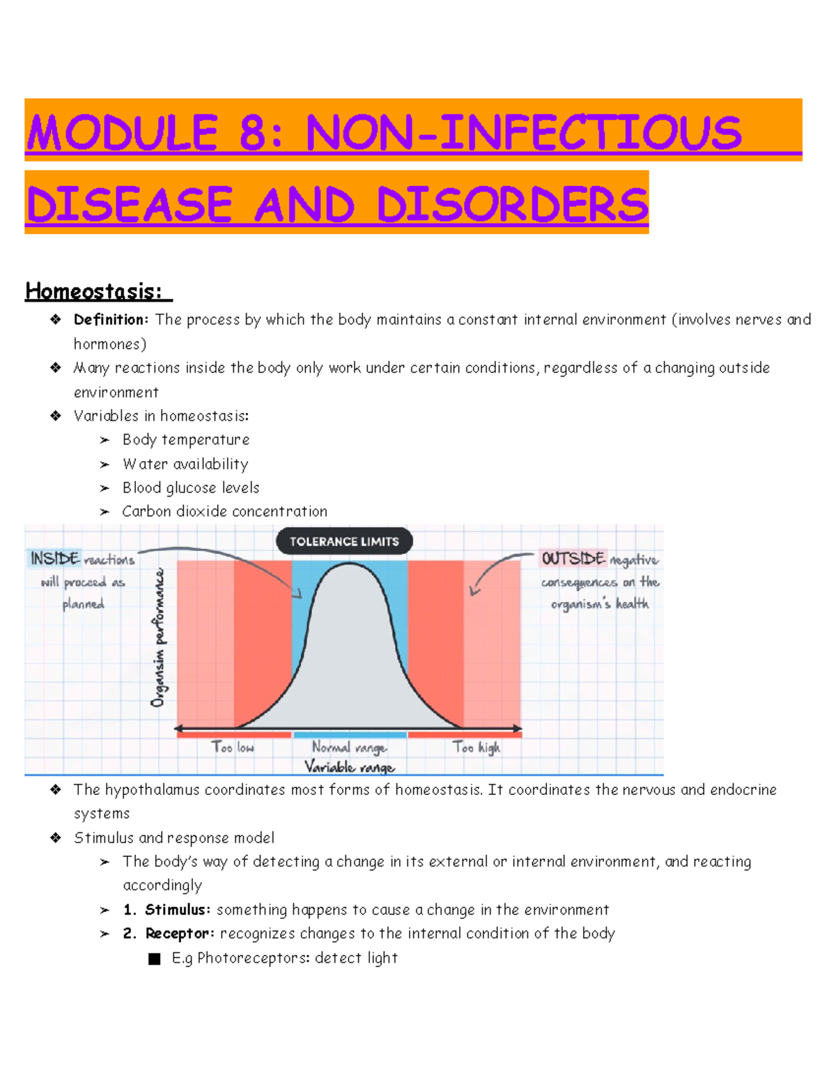 Bio Module 8 Study Notes - MODULE 8: NON-INFECTIOUS DISEASE AND ...