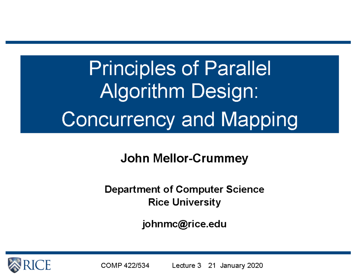 Pc2 - notes of principles of parallel algorithms - John Mellor-Crummey ...