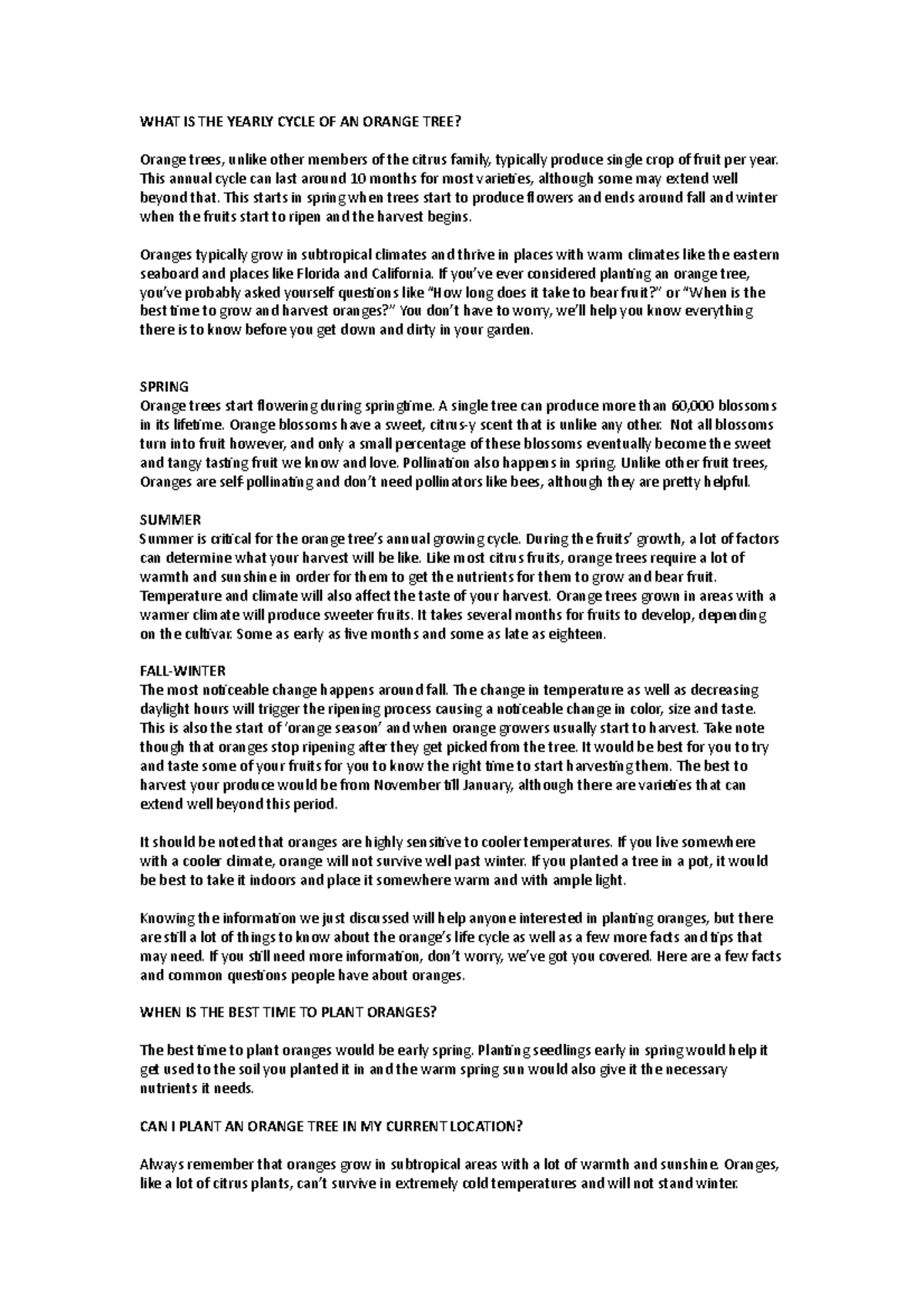 WHAT IS THE Yearly Cycle OF AN Orange TREE - WHAT IS THE YEARLY CYCLE ...