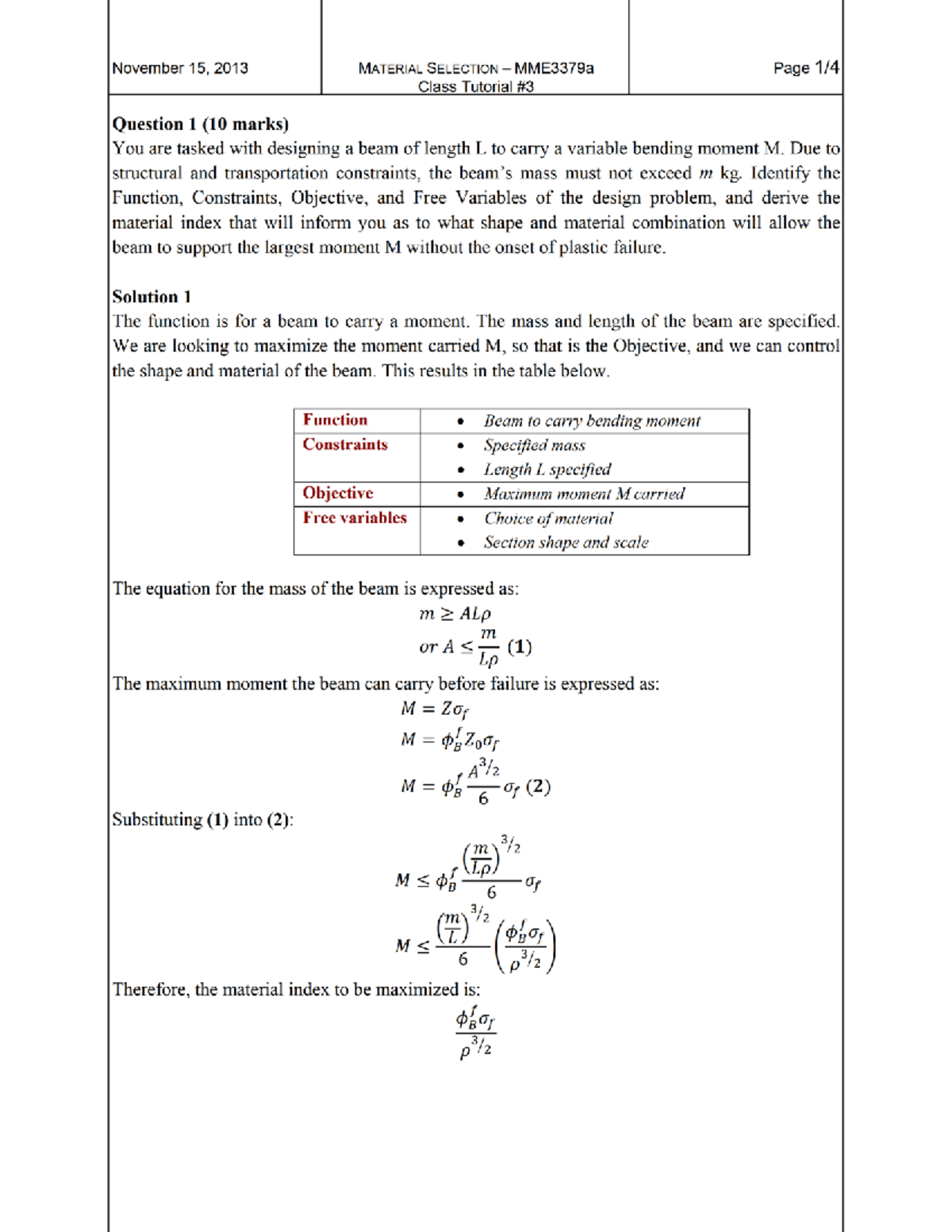 Tutorial 3-Solutions - Materials solutions - Mechanical and Materials ...