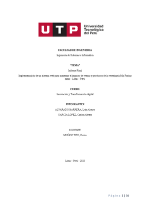 Curso Integrador I: Sistemas - Software - UTP - Studocu