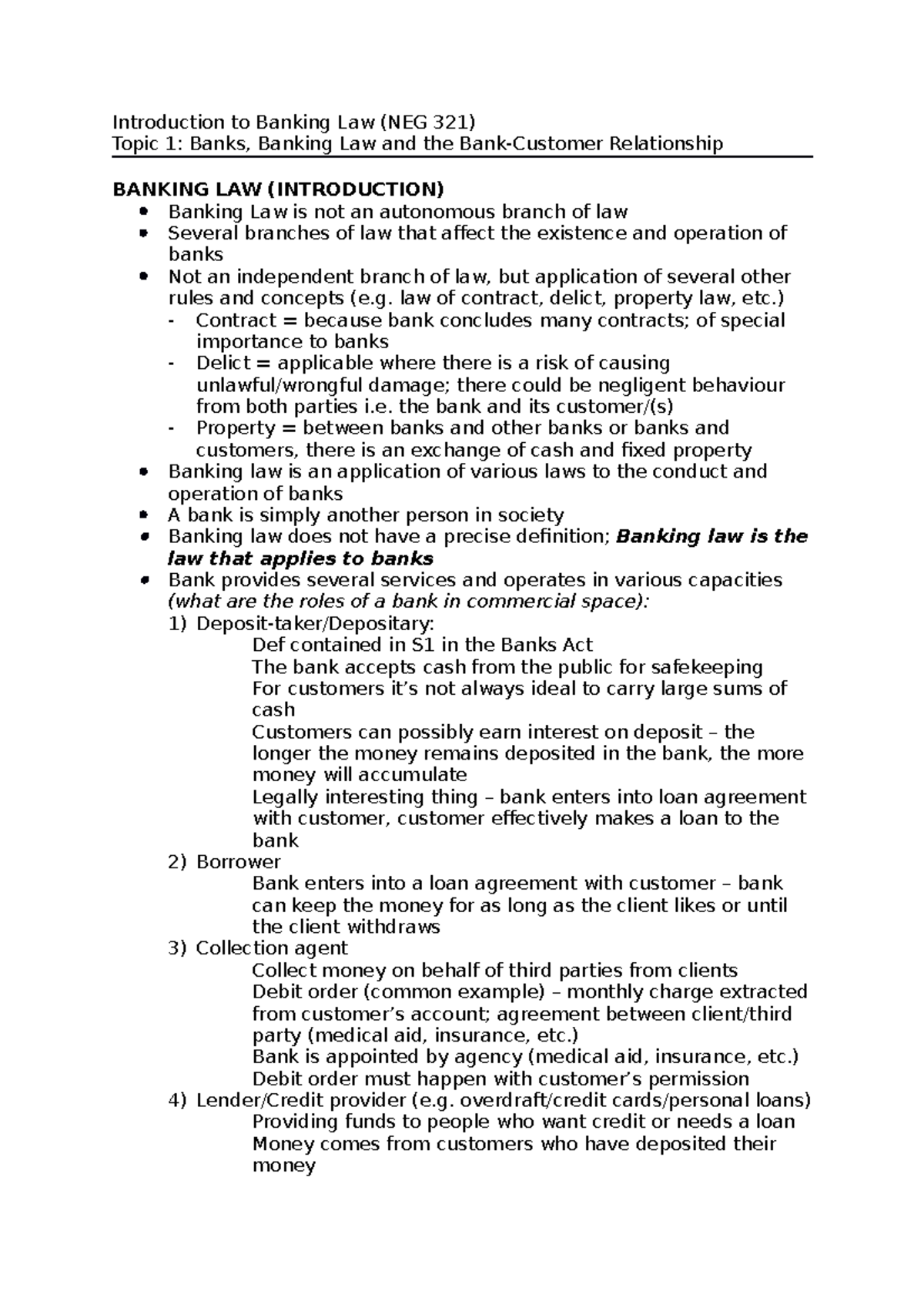 Topic 1: Introductory Lecture - Introduction to Banking Law ...