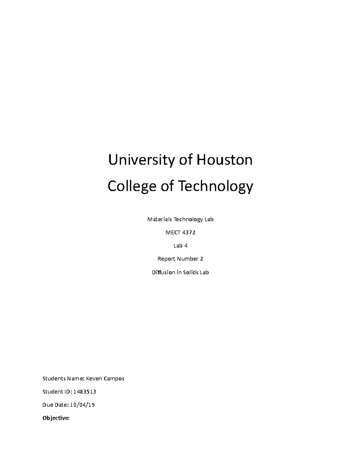 Report 2 Materials Tech Lab Diffusion Lab Keven Campos 1483513 V2 ...