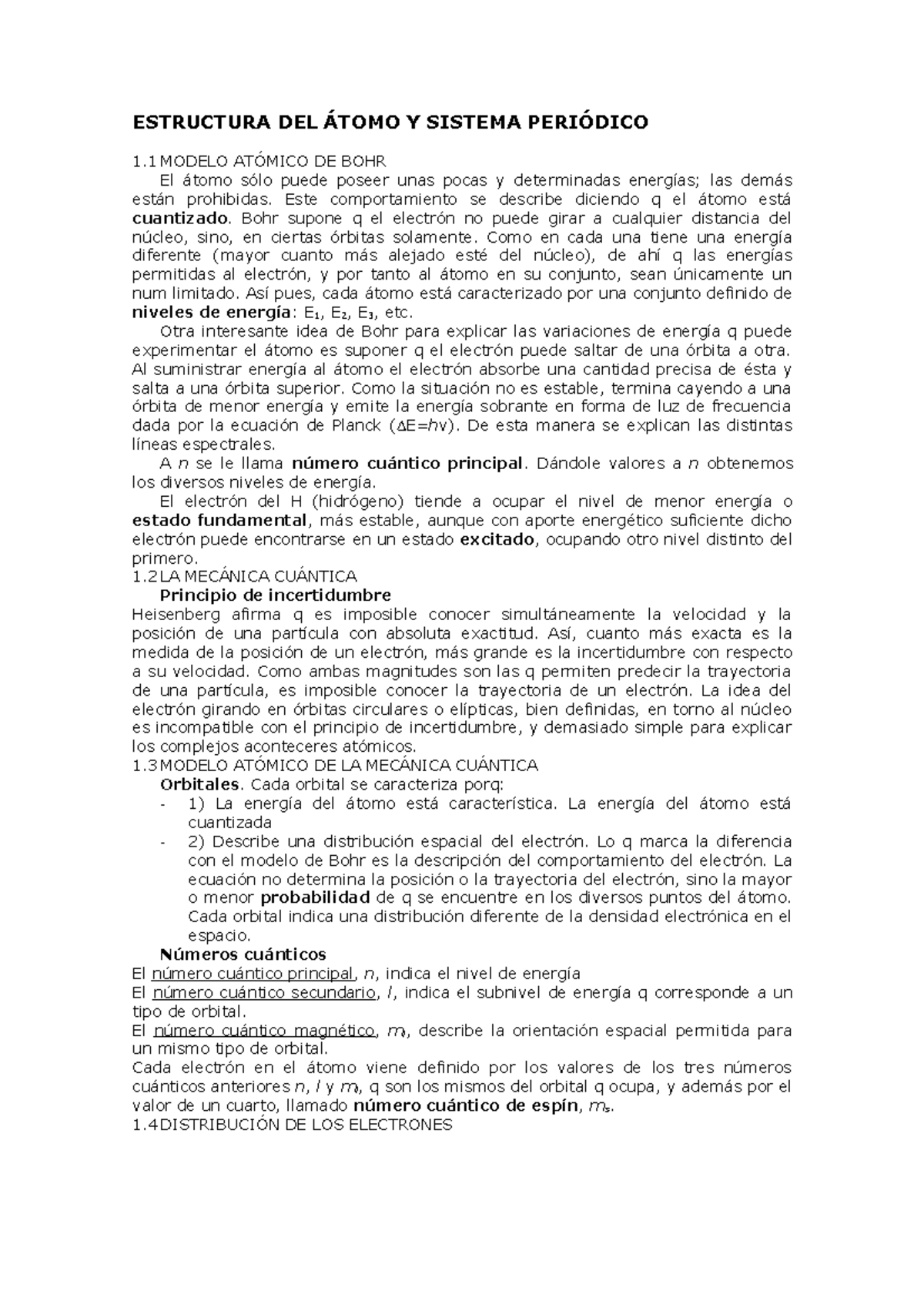 Estructura del Atomo - ESTRUCTURA DEL ÁTOMO Y SISTEMA PERIÓDICO 1 ...