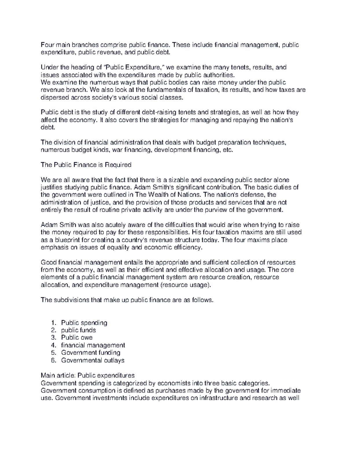 Four main branches comprise public finance - These include financial ...