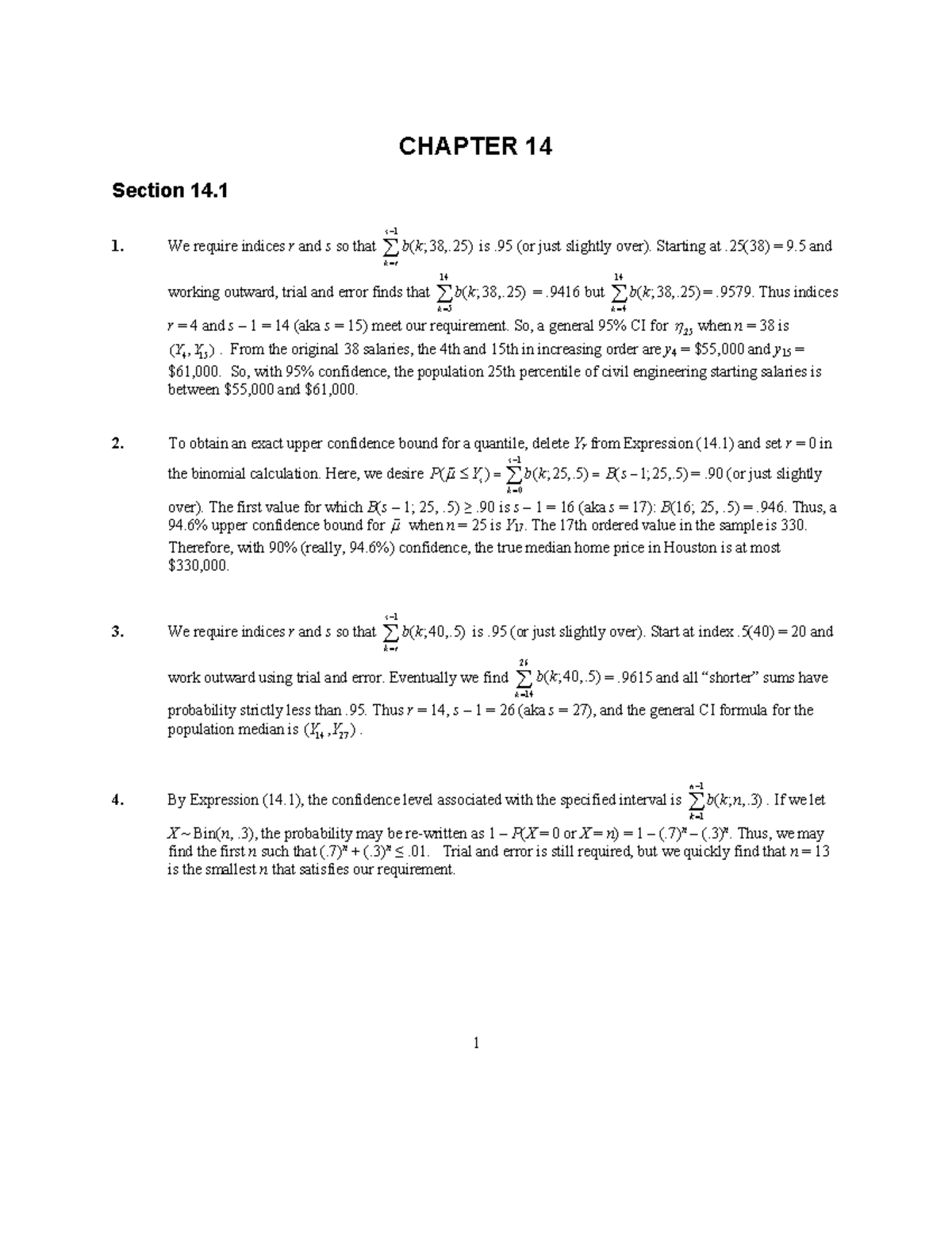 Chapter 14 Modern Mathematical Statistics With Applications Chapter 14 Section 14 We