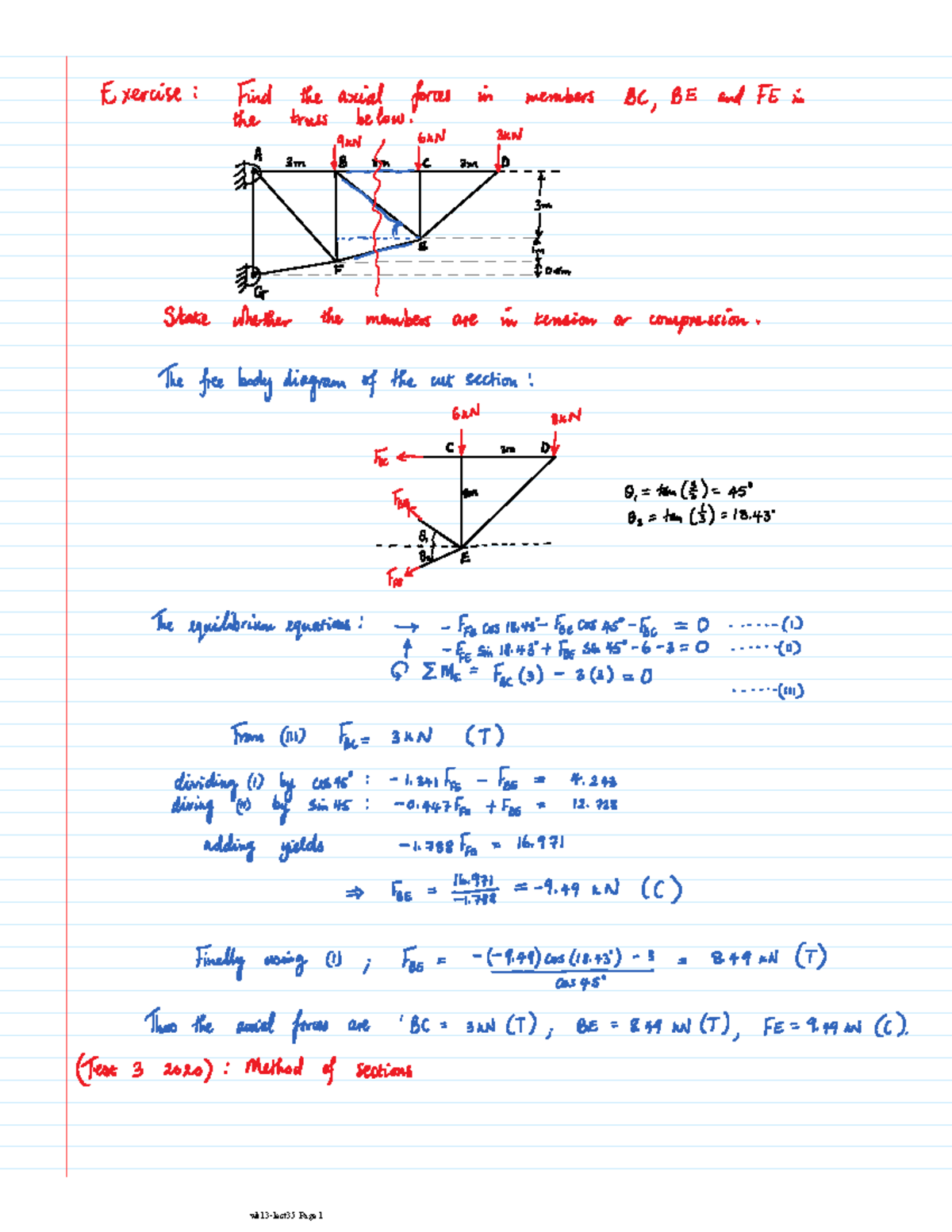 Lect 35-Method of sections - Examples - MATH132H1 - Studocu