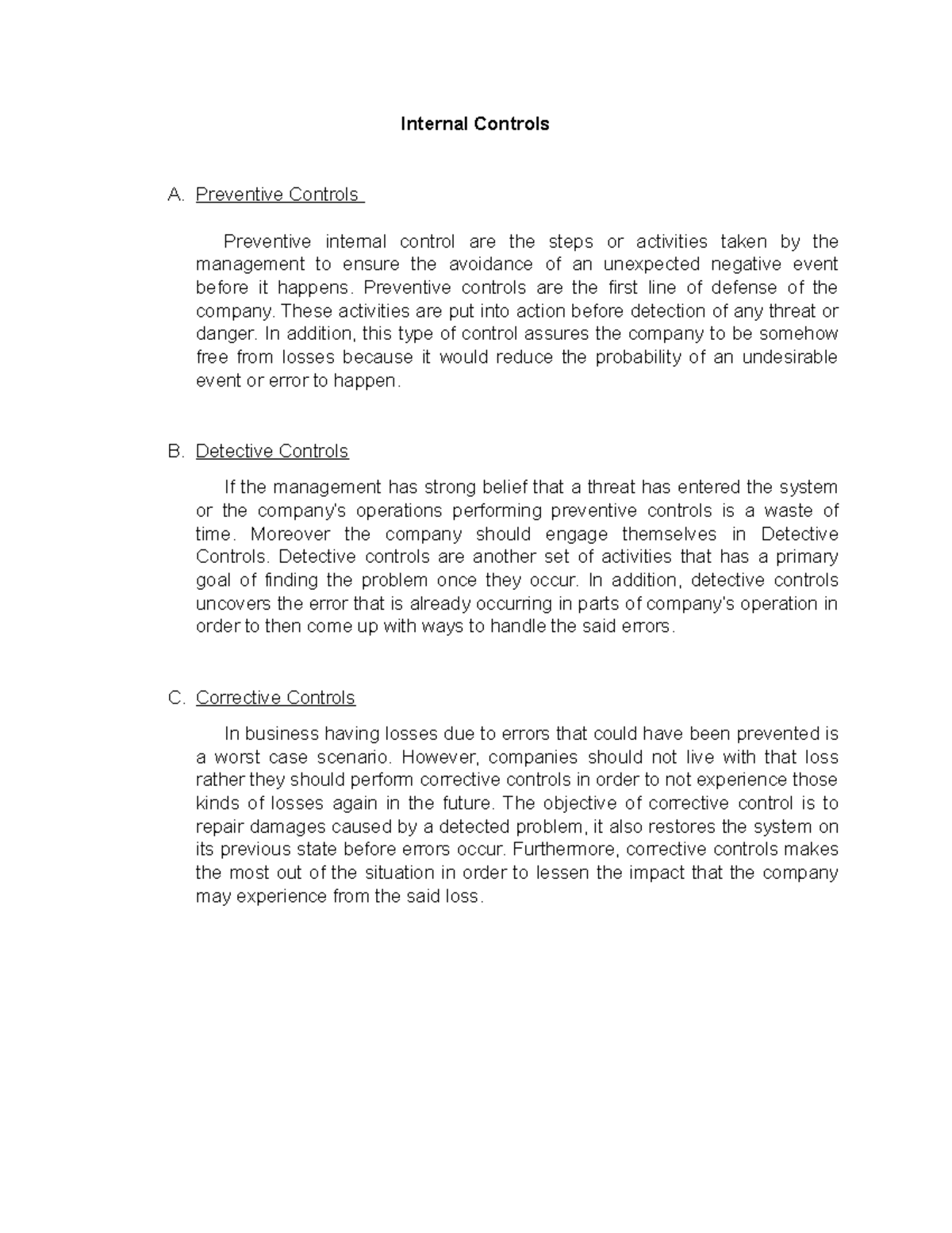 ACCY 310 - Internal Controls - Auditing In A Cis Environment - Studocu