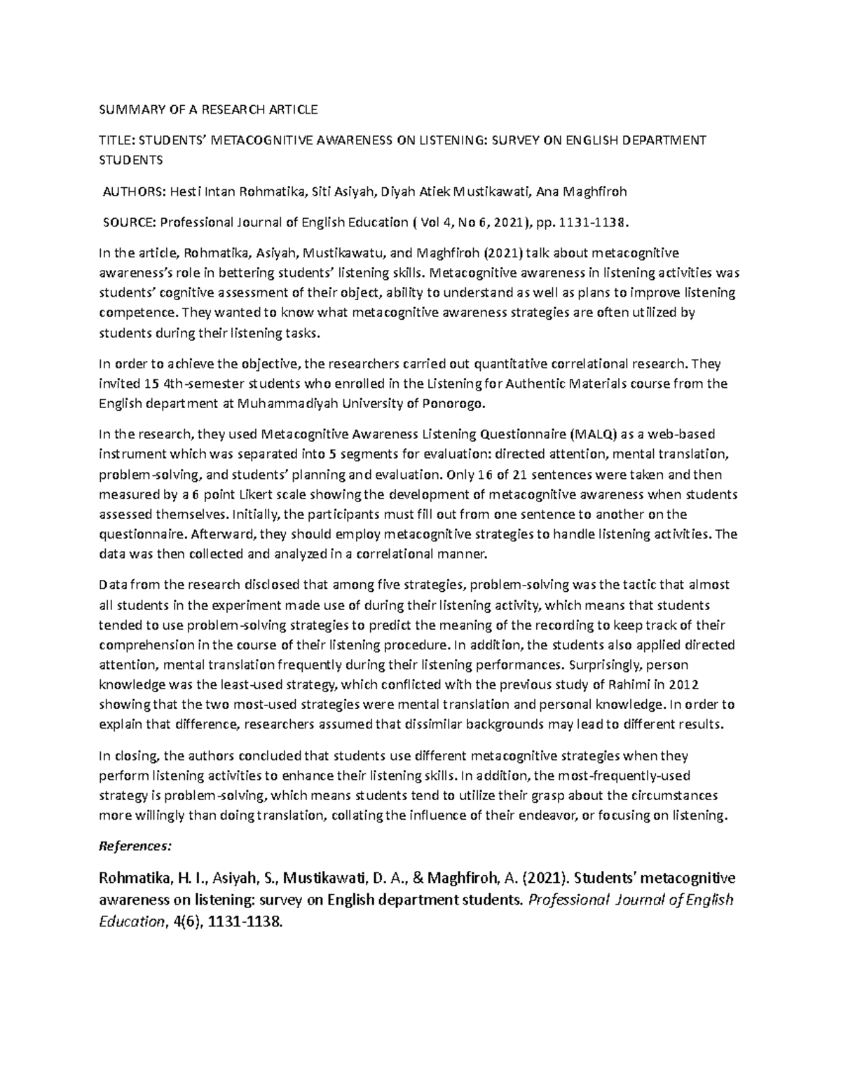 Summary assignment 1 - Technology and Language Learning - SUMMARY OF A ...