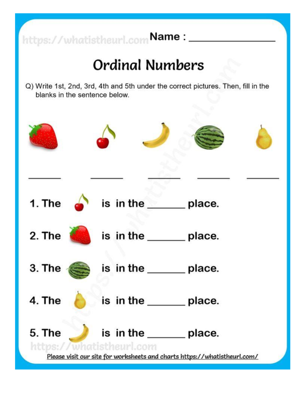 Doc4 - lihl.k - Name : Ordinal Numbers Q) Write 1st, 2nd, 3rd, 4th and ...