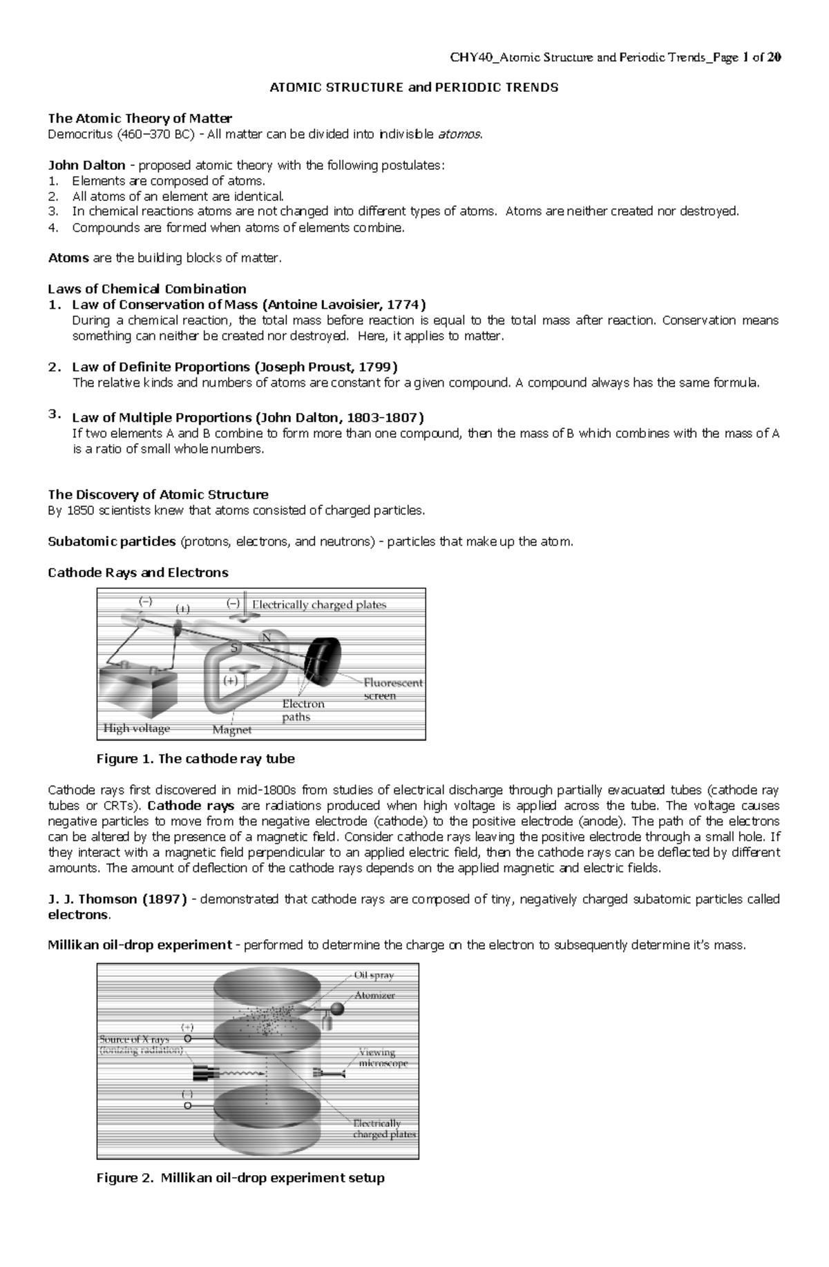 Unit I Atomic Structure and Periodic Trends - ATOMIC STRUCTURE and ...