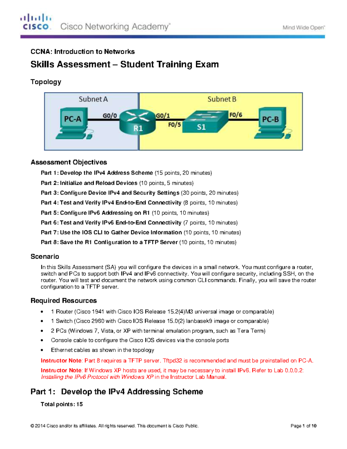 En ITN Skills Assessment-Student Exam - CCNA: Introduction to Networks Skills Assessment ...