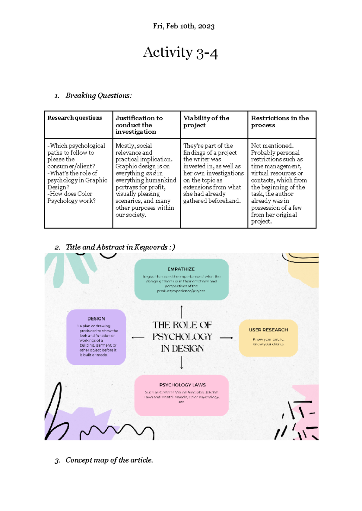 Activity 3-4 Scientific Thought - Fri, Feb 10th, 2023 Activity 3- 1. Breaking Questions ...