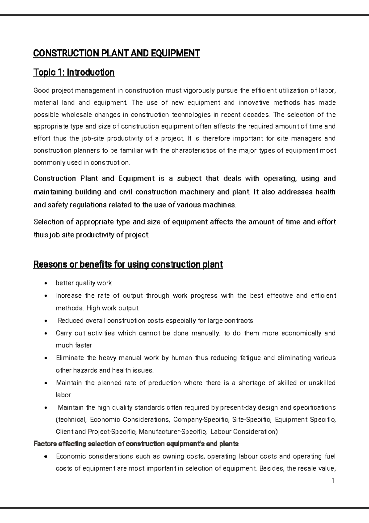 9630 construction plant and equipment notes ...