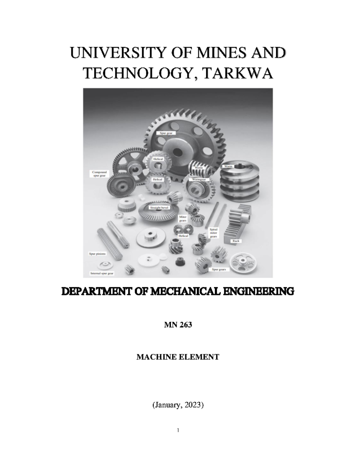 Machine Elements Chapter 1 - UNIVERSITY OF MINES AND TECHNOLOGY, TARKWA ...