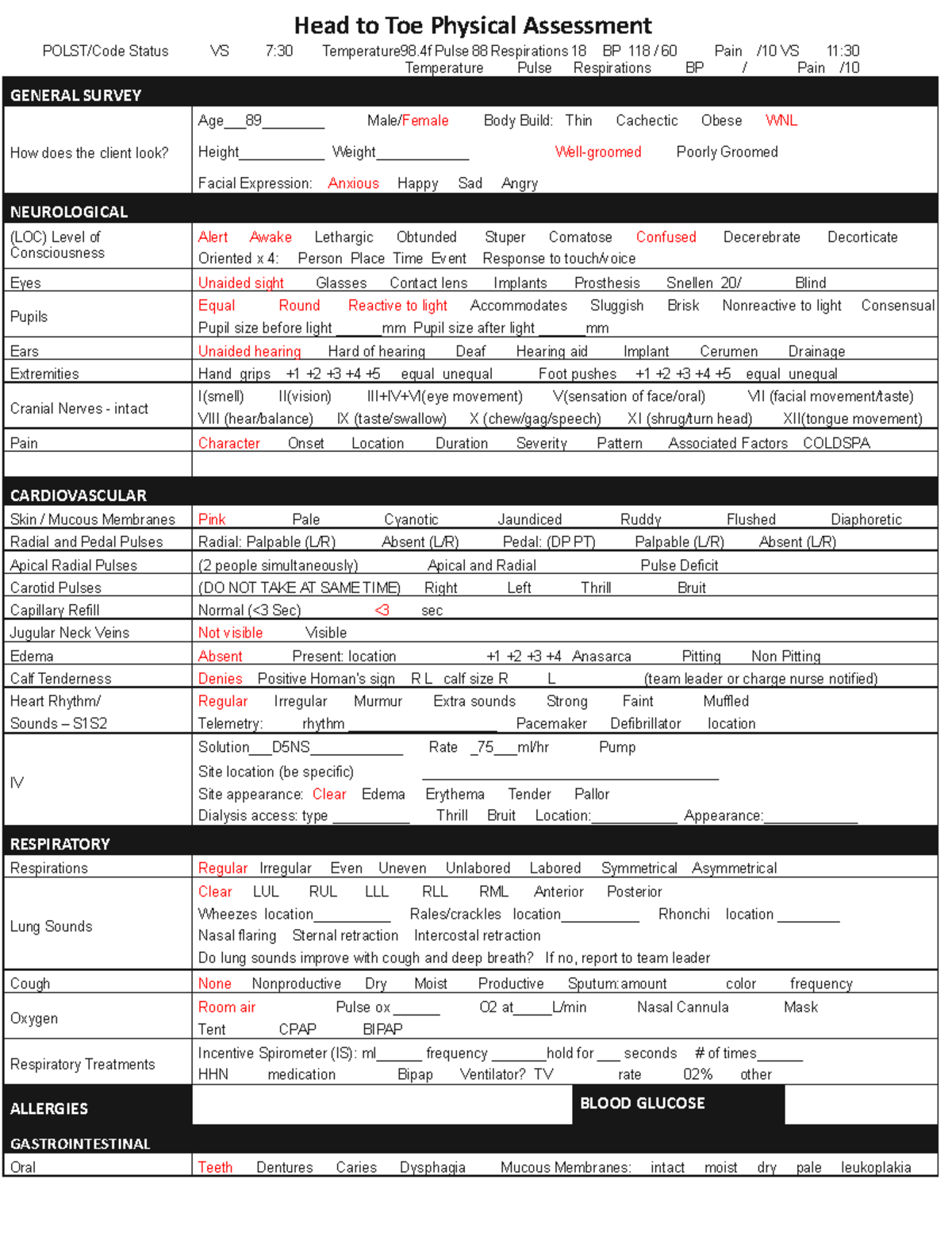 Head to Toe UTI - uti head to toe assessment - Head to Toe Physical ...