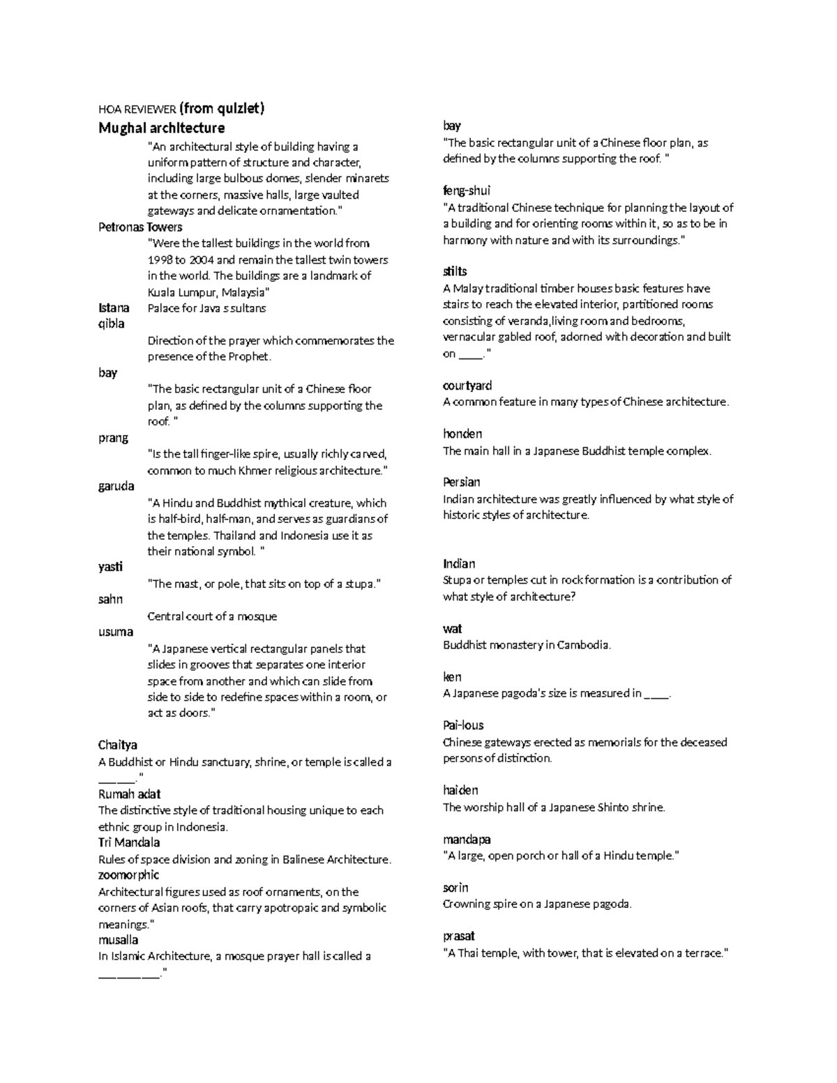 HOA- Reviewer - Summary World History 1 - HOA REVIEWER (from quizlet ...