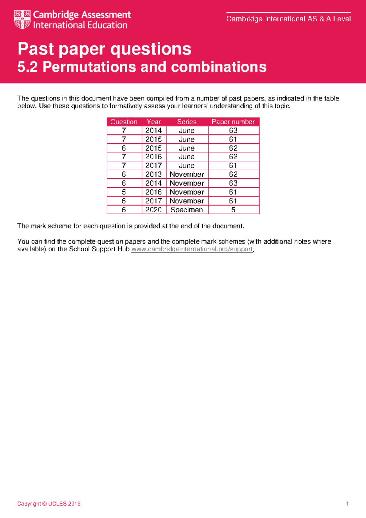perms and combs practice - Past paper questions 5 Permutations and ...
