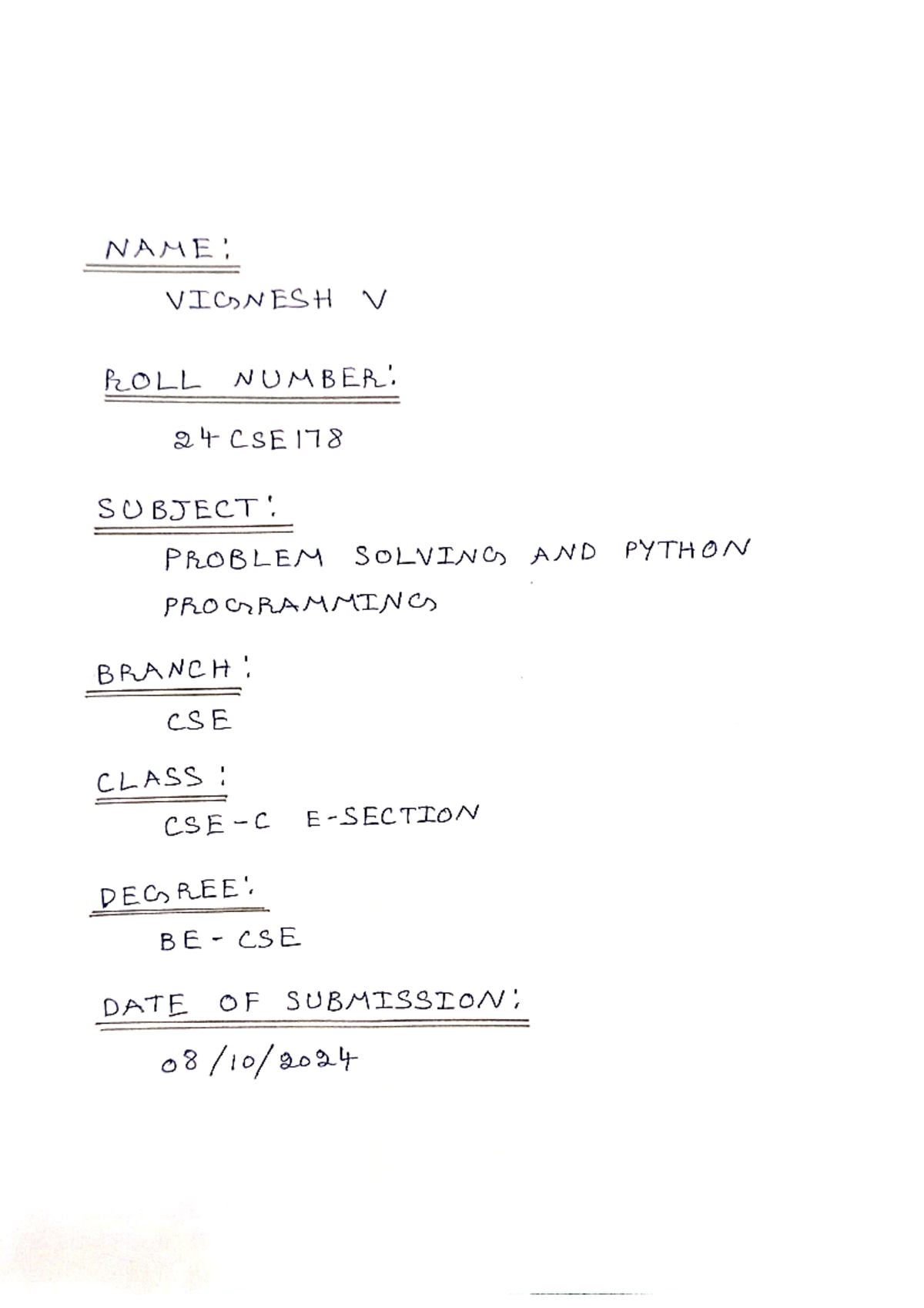 Towers Of Hanoi Assignment Vignesh V 24 CSE 178 - NAME: VIGNESH V ROLL ...