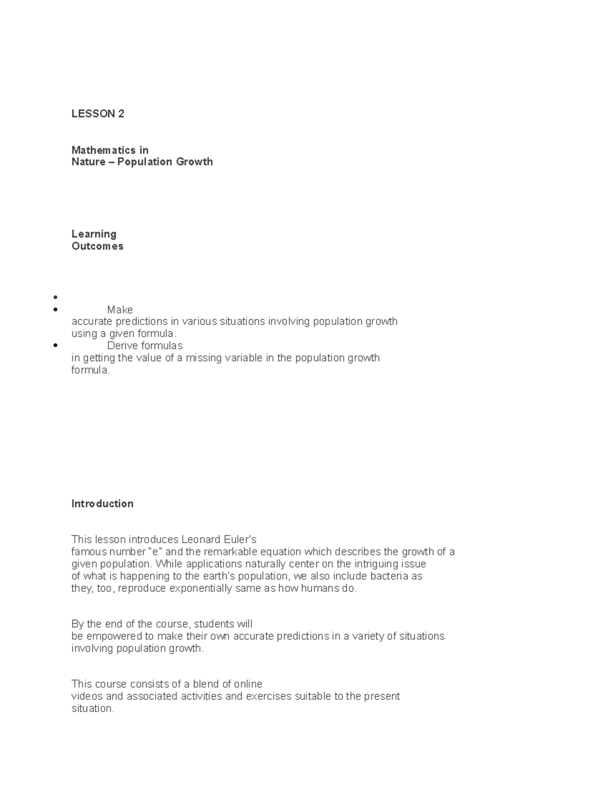 Lesson 2 - • • Make accurate predictions in various situations ...