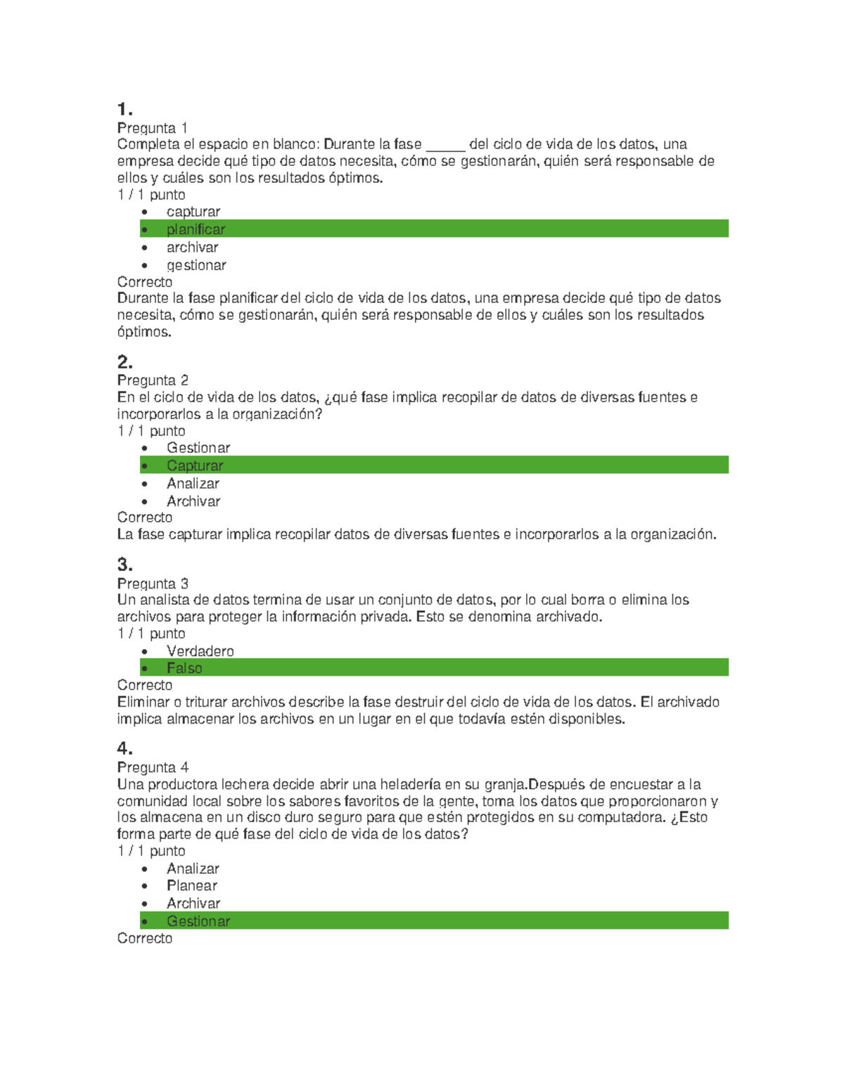 Pon a prueba tus conocimientos sobre el ciclo de vida de los datos - 1 ...