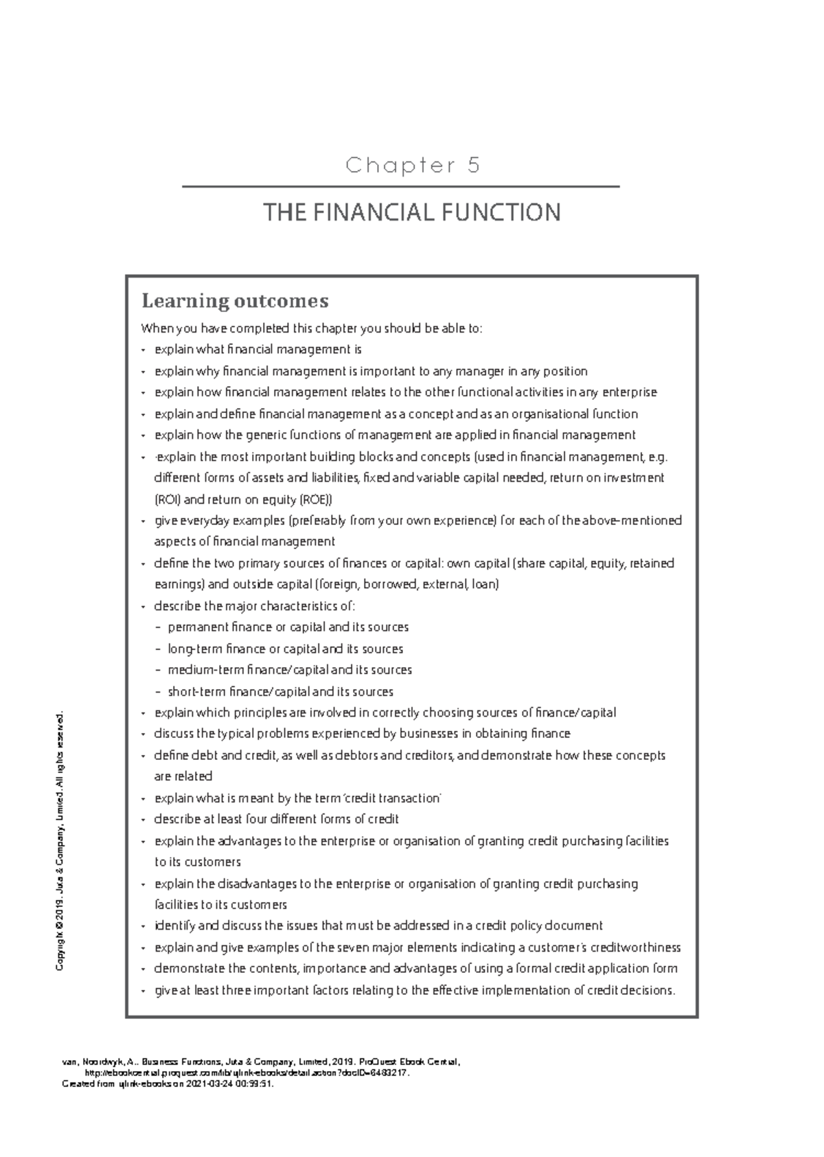 Chapter 5-AGEC1634 - PDF book - C h a p t e r 5 THE FINANCIAL FUNCTION Learning outcomes When ...
