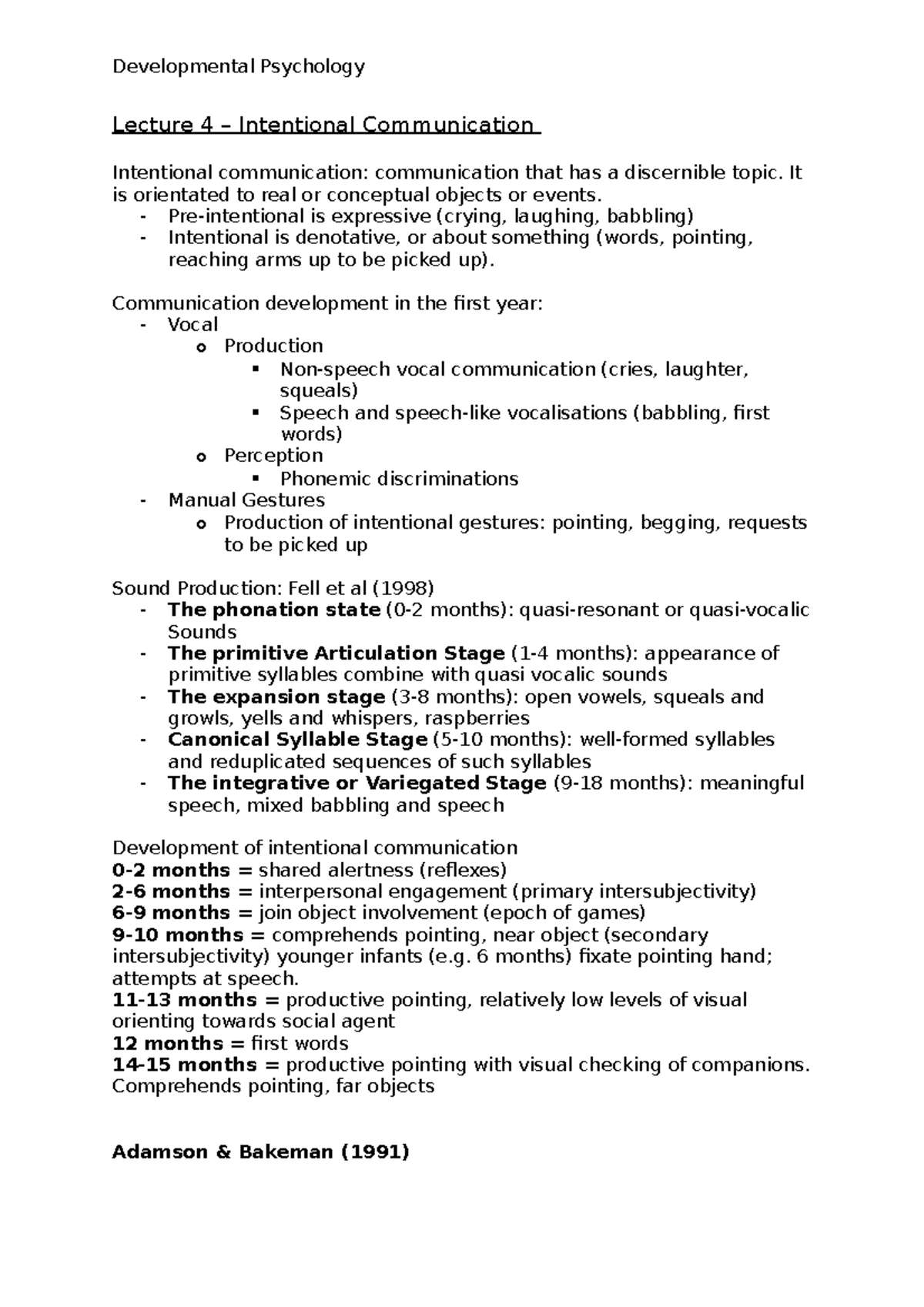 Lecture 4 - intentional communication - Developmental Psychology ...