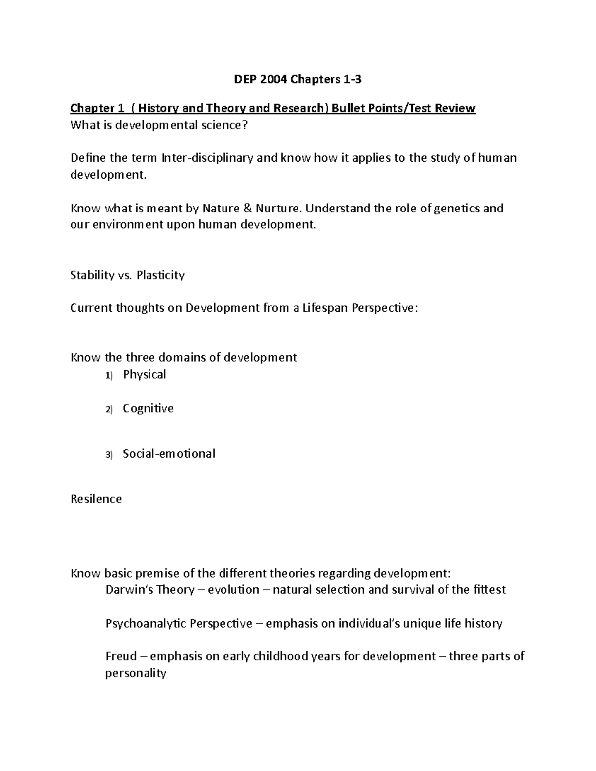 Chapter 1-3 Outlines 3rd edition - DEP 2004 Chapters 1- Chapter 1 ...