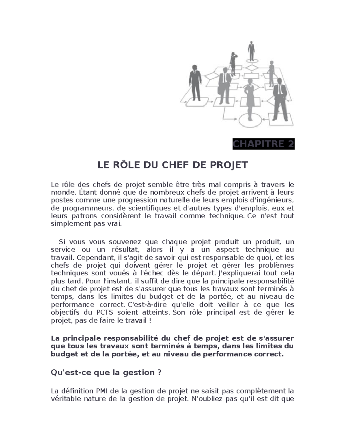 Chapitre 2 - traduction du manuel - CHAPITRE 2 LE RÔLE DU CHEF DE ...