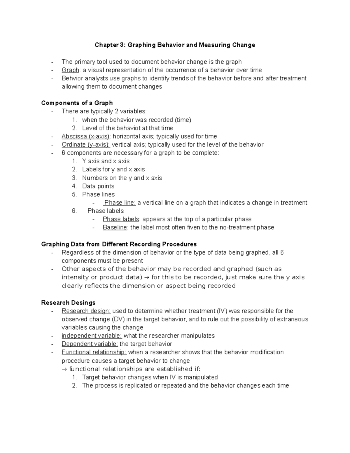 Chapter 3 textbook - Chapter 3: Graphing Behavior and Measuring Change The primary tool used to ...