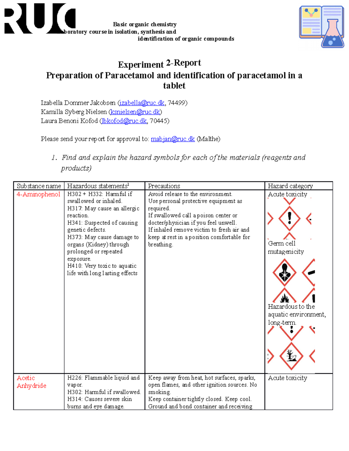 Experiment 2 Lab report 2 group B4 - Laboratory course in isolation ...