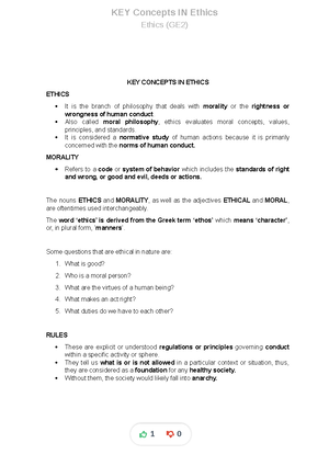 Ethics- Handouts - This is only a handout. - Chapter 2: Virtue Ethics ...