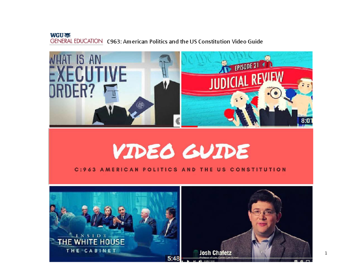 Copy of Video Guide - C963: American Politics and the US Constitution ...