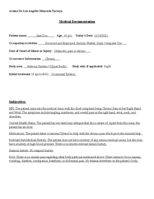 SOAP Notes #2 AY - Ariana De Los Angeles Moncada Yactayo Medical ...