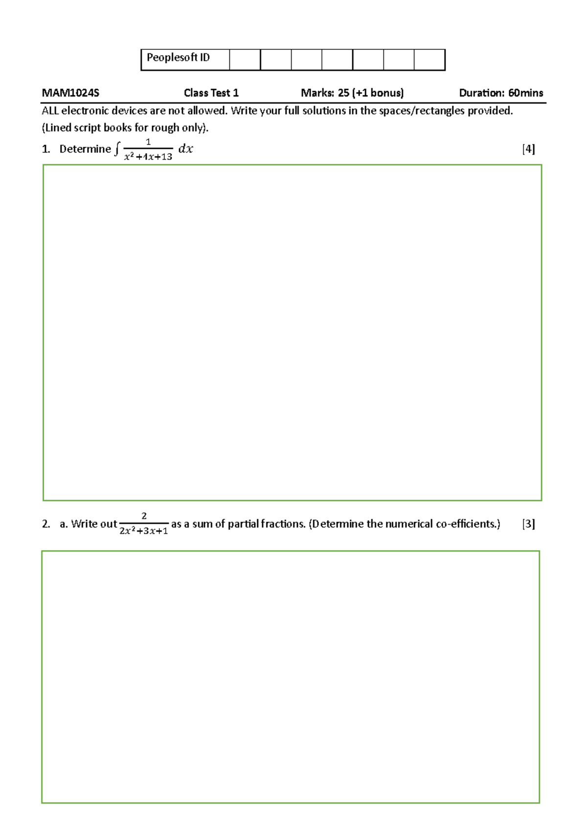 Class Test 1 - Copy - test 1 on integration - Peopleso( ID MAM1024S ...