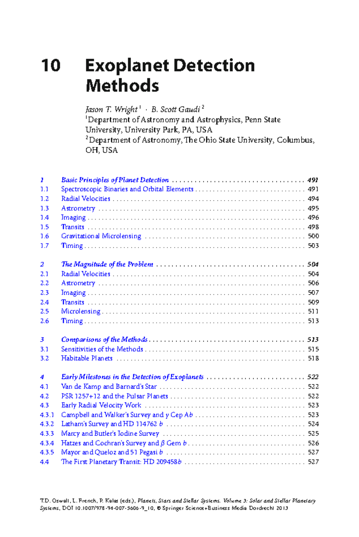 Wright Gaudi - reading - 10 Exoplanet Detection Methods Jason T. Wright ...