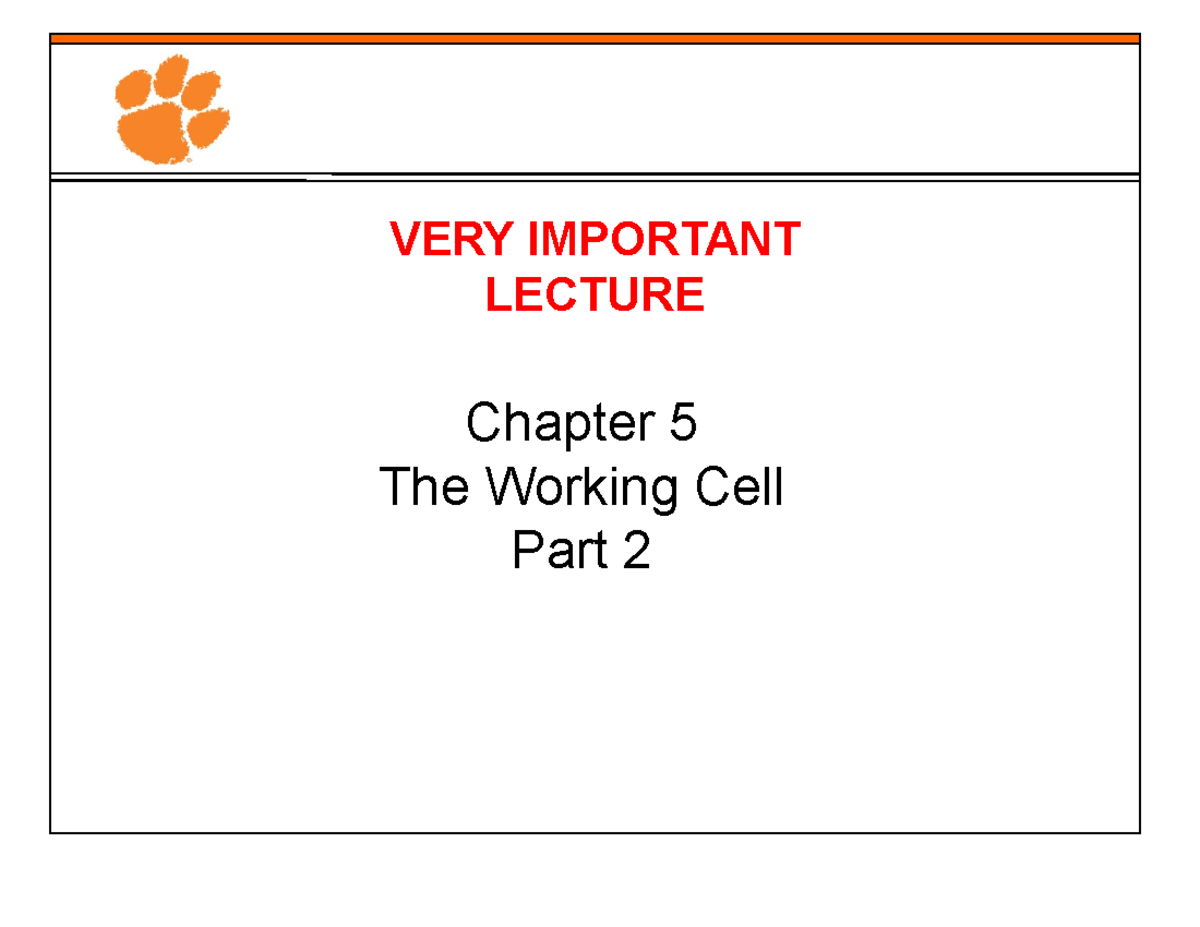 Chapter 5 Pt 2 Notes for BIOL 104 0 - Chapter 5 The Working Cell Part 2 ...