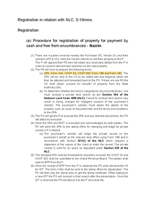 [Solved] provide example of redemption statement - Land Law I (LAW 504 ...
