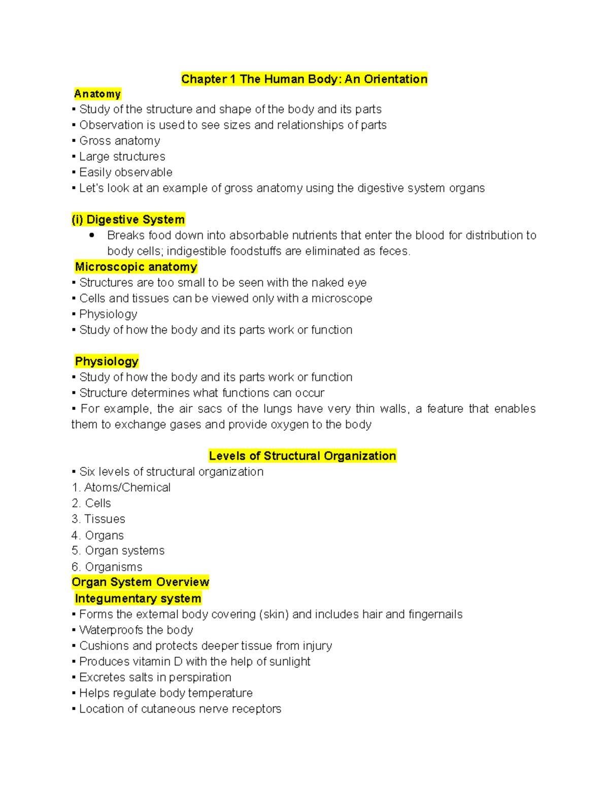 The Human Body An Orientation - Chapter 1 The Human Body: An Orientation Anatomy Study of the ...