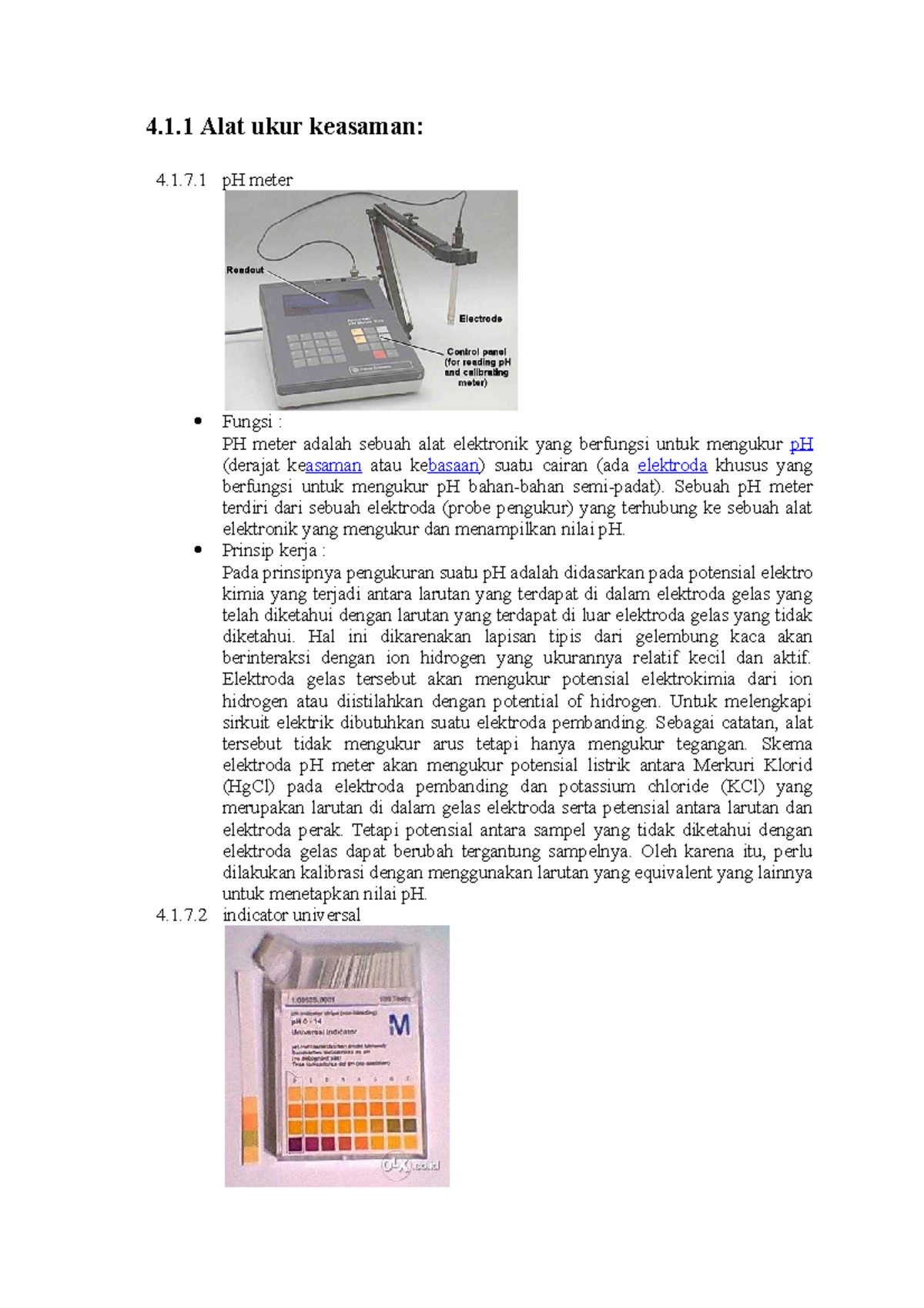 Alat ukur keasaman - PH meter - 4.1 Alat ukur keasaman: 4.1.7 pH meter ...