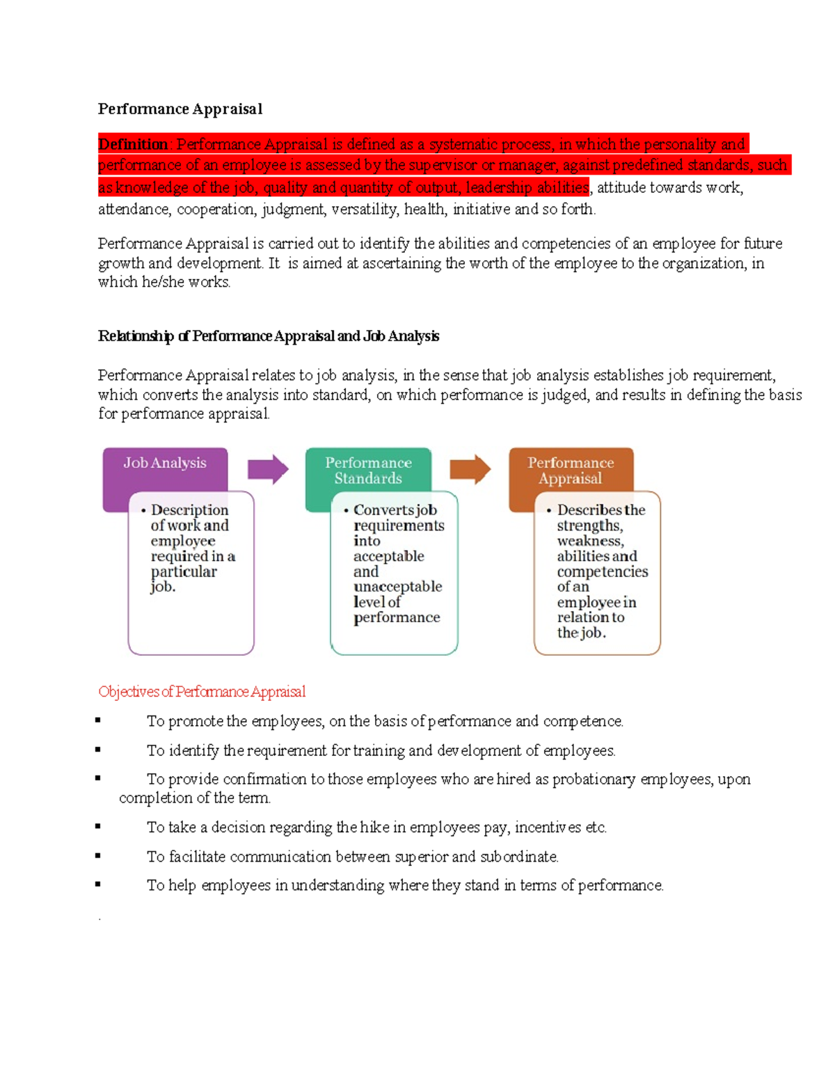 Performance Appraisal - Performance Appraisal is carried out to ...
