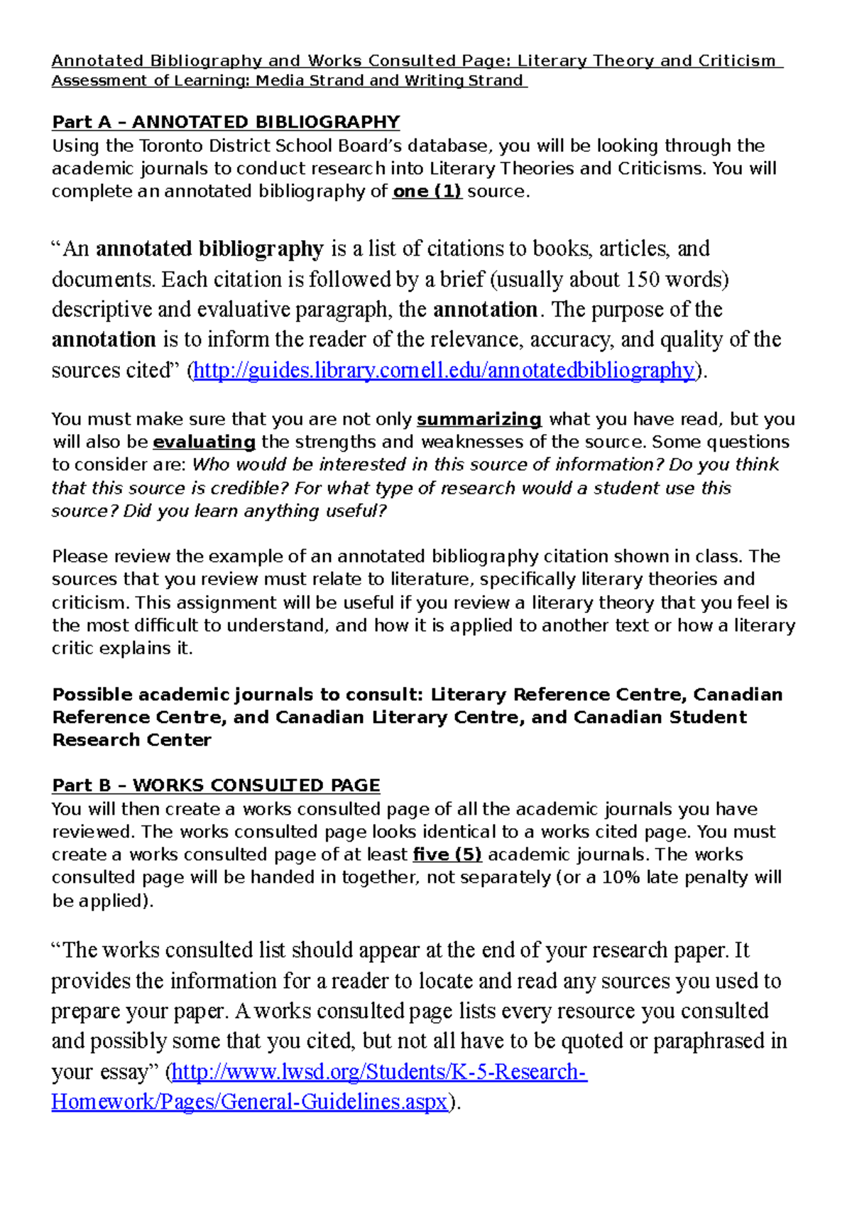 Eng4u annotated bibliography and works consulted assignment 2 ...