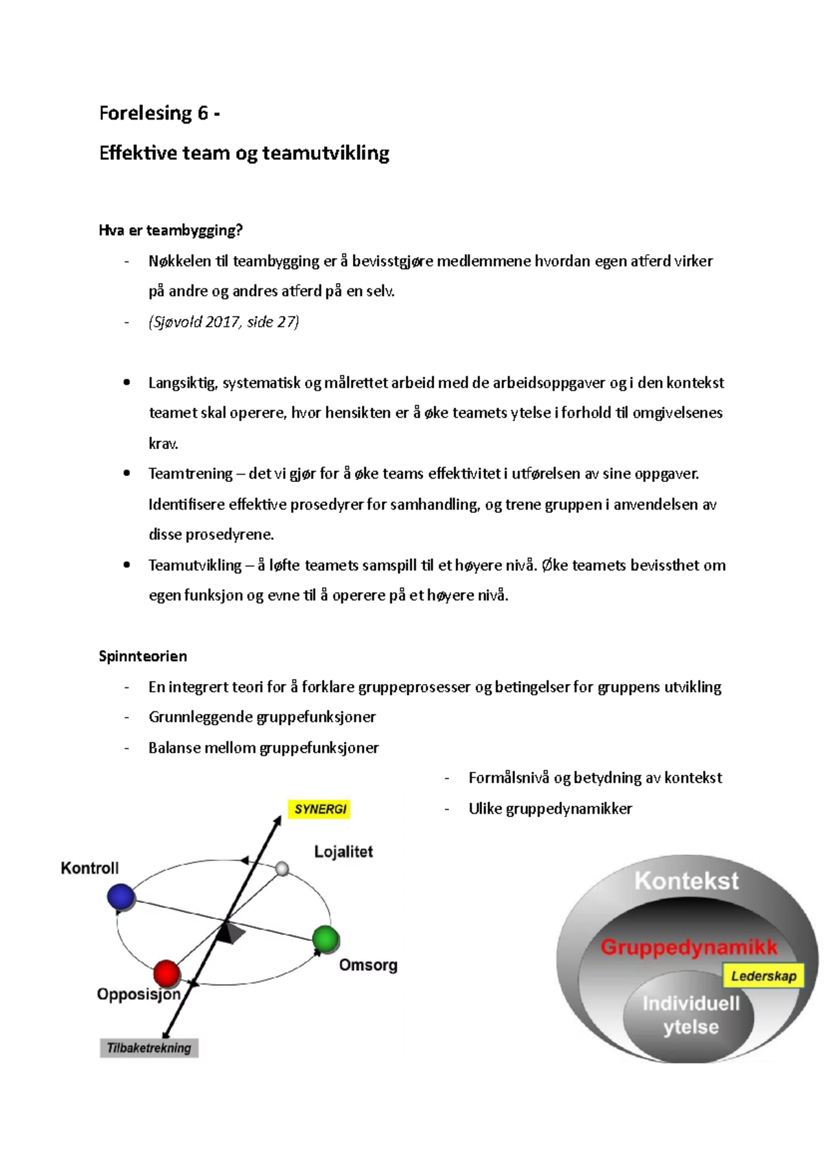 Forelesing 6 - effektive team og teamutvikling - (Sjøvold 2017, side 27) Langsiktig, systematisk ...